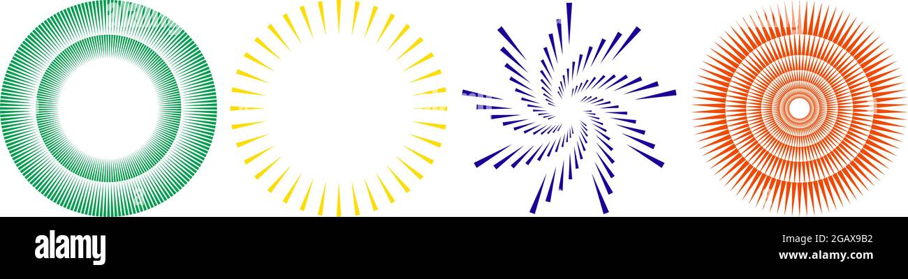 Radial, concentric, circular triangles shape, design element, icon ...