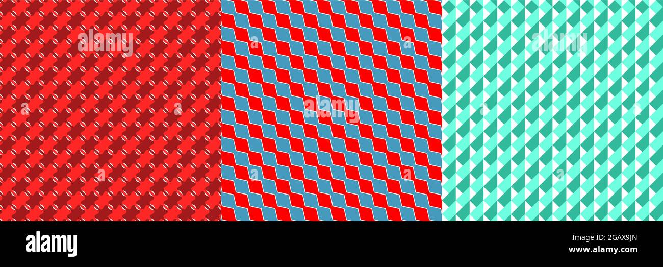 Set of 3 seamlessly repeatable, repetitive geometric pattern ...