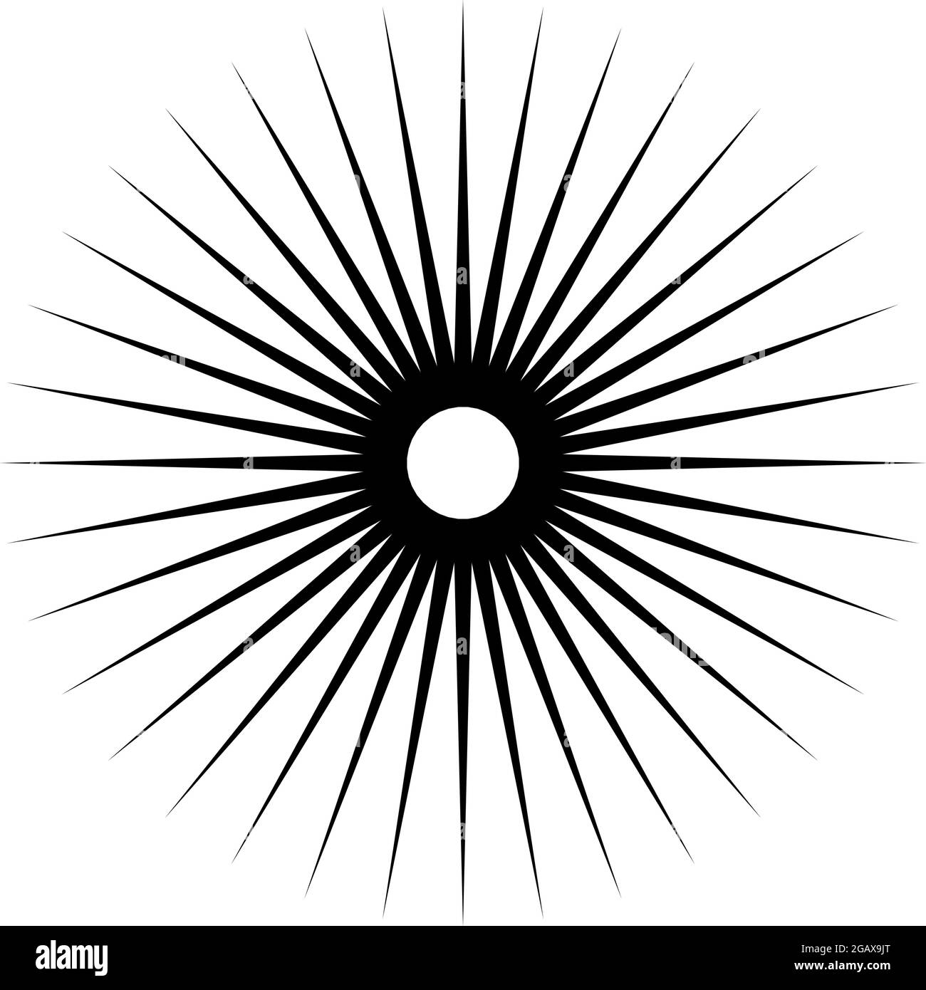 Radial, concentric, circular triangles shape, design element, icon ...