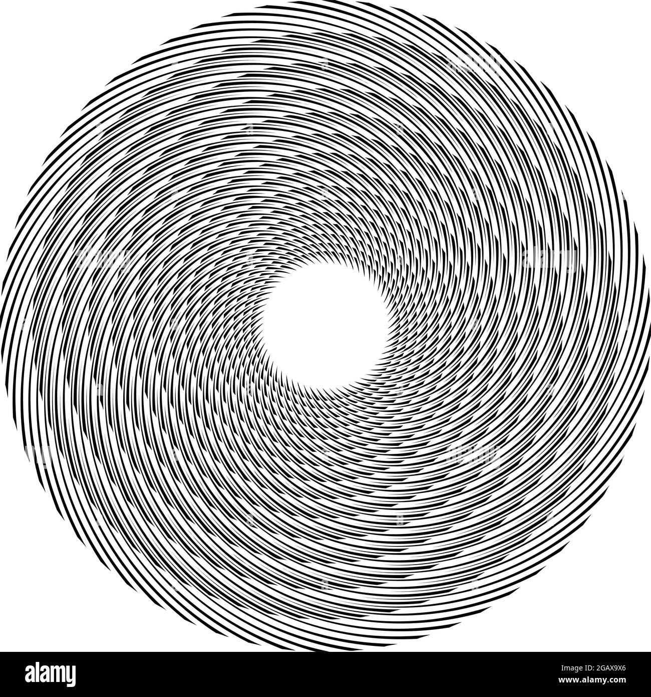 Volute, helix, vortex design element, icon. Spiral, swirl, twirl shape. Radial, radiating lines ...