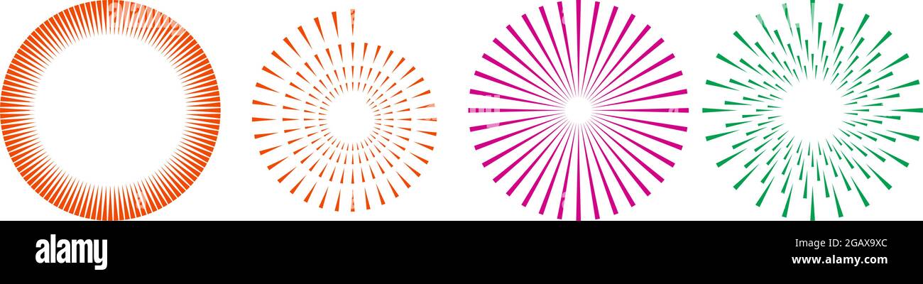 Radial, concentric, circular triangles shape, design element, icon ...