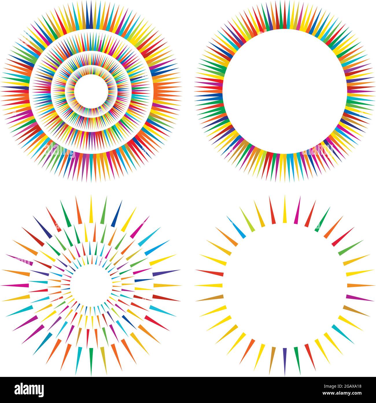 Radial, concentric, circular triangles shape, design element, icon ...