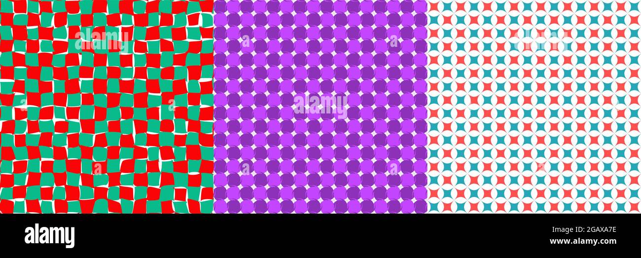 Set of 3 seamlessly repeatable, repetitive geometric pattern ...