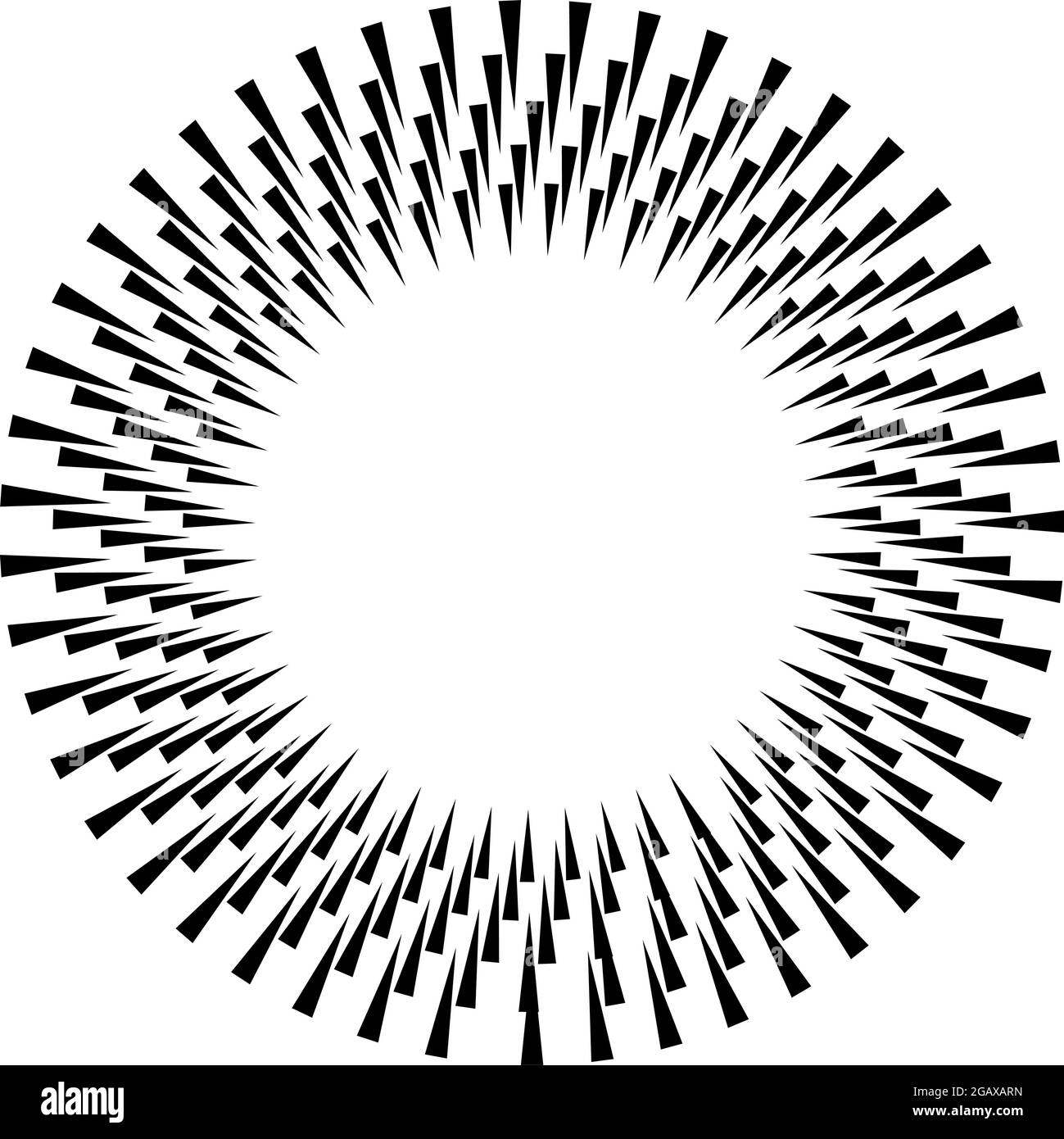 Radial, concentric, circular triangles shape, design element, icon ...