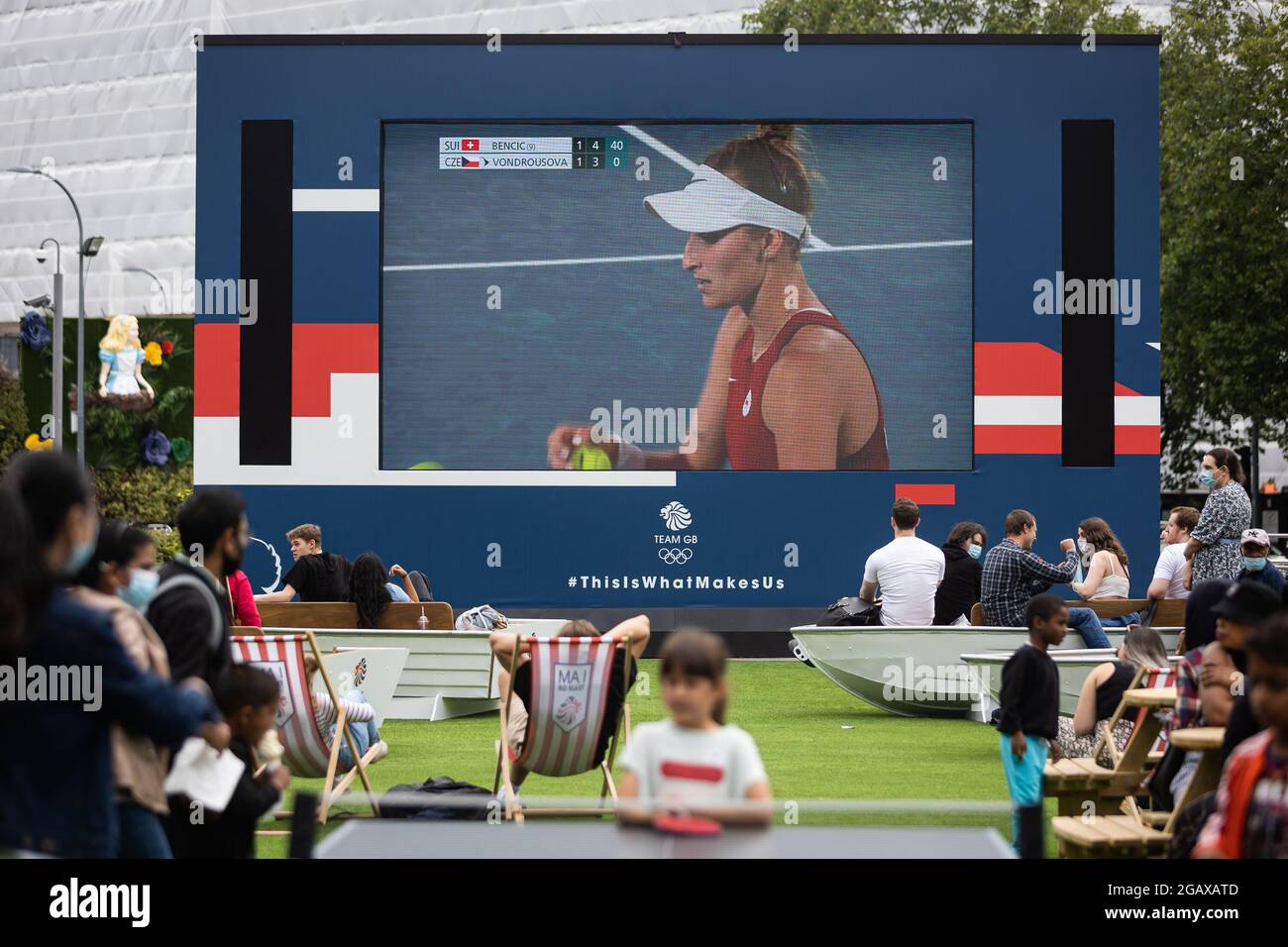 LONDON, UK. JULY 31ST. General views of the Tokyo 2020 Olympics fanzone ...