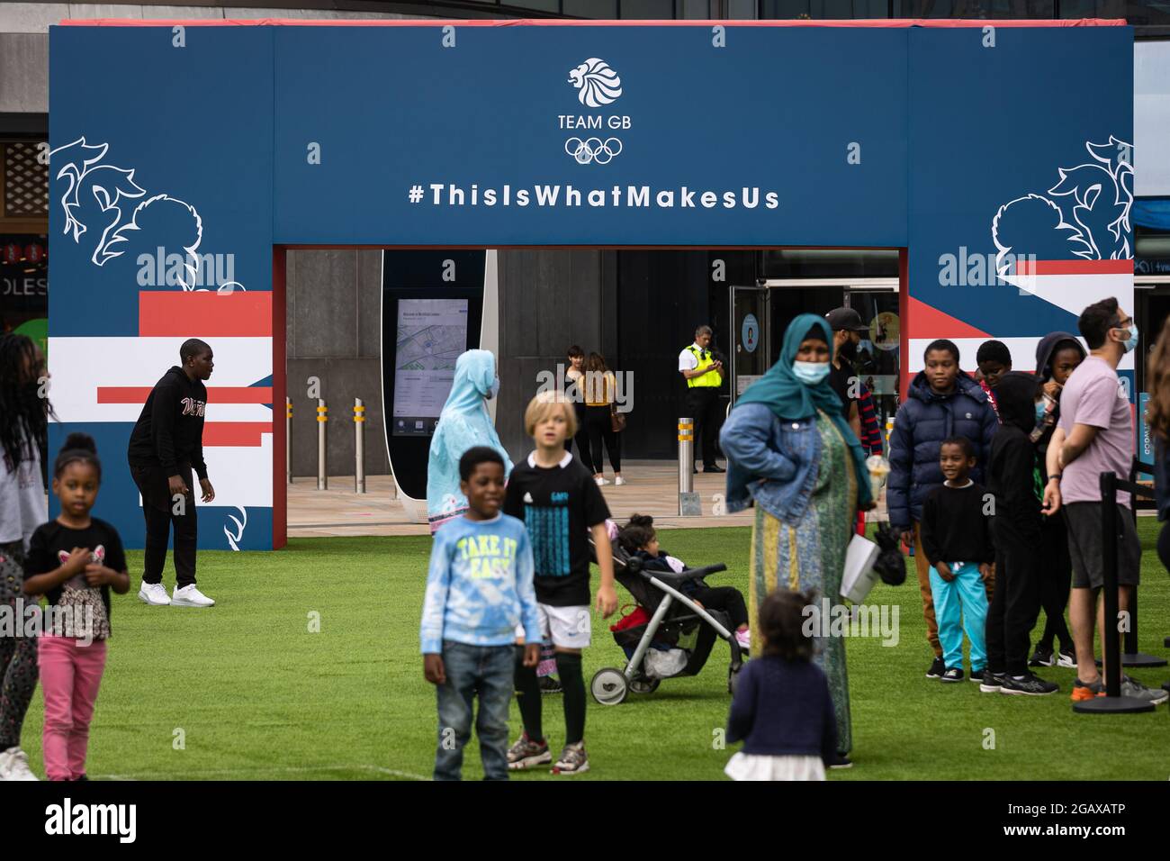 LONDON, UK. JULY 31ST. General views of the Tokyo 2020 Olympics fanzone ...