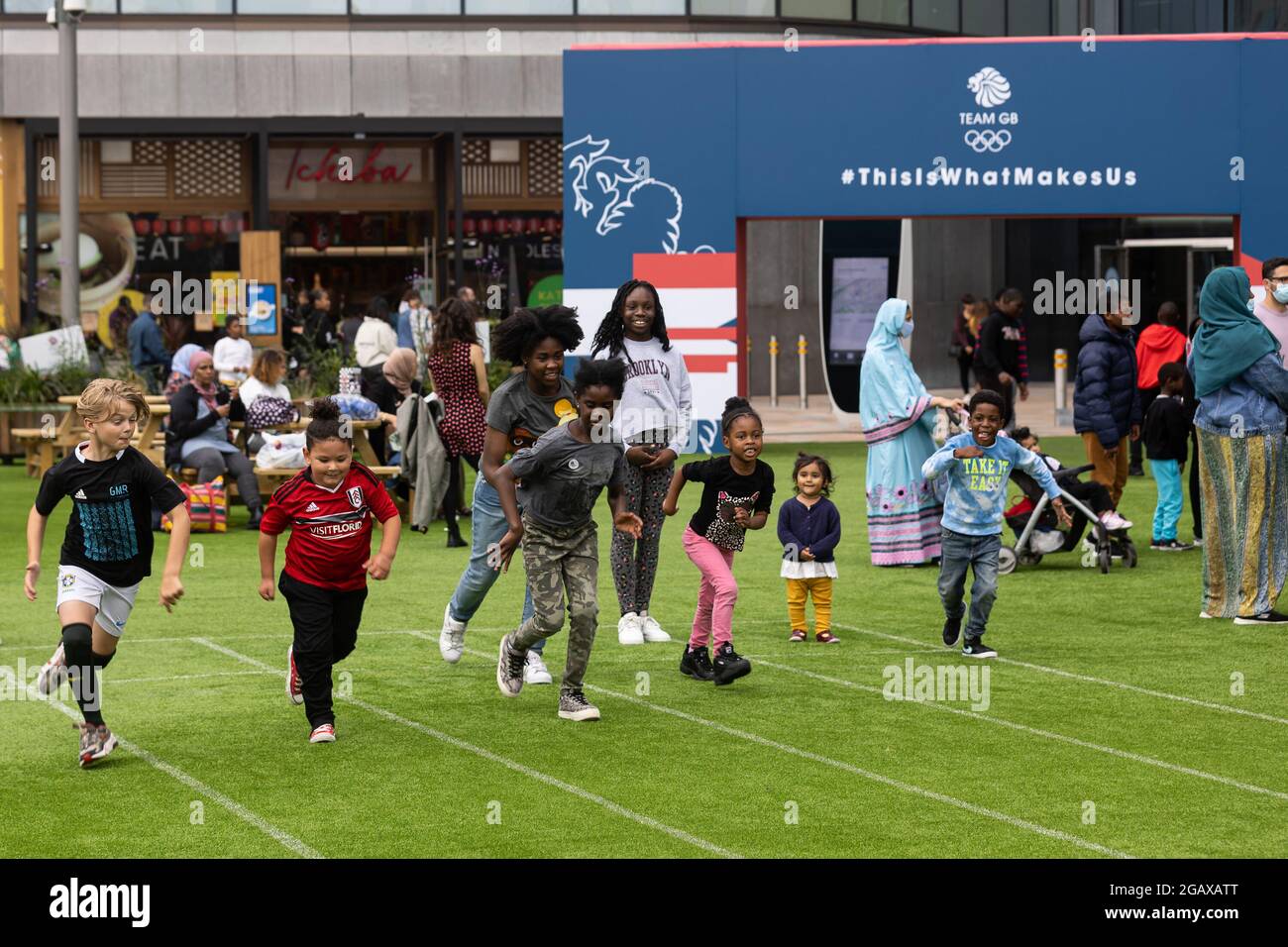 LONDON, UK. JULY 31ST. General views of the Tokyo 2020 Olympics fanzone ...