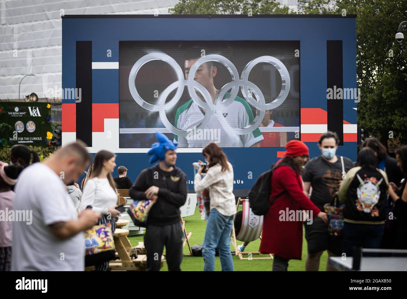 LONDON, UK. JULY 31ST. General views of the Tokyo 2020 Olympics fanzone ...