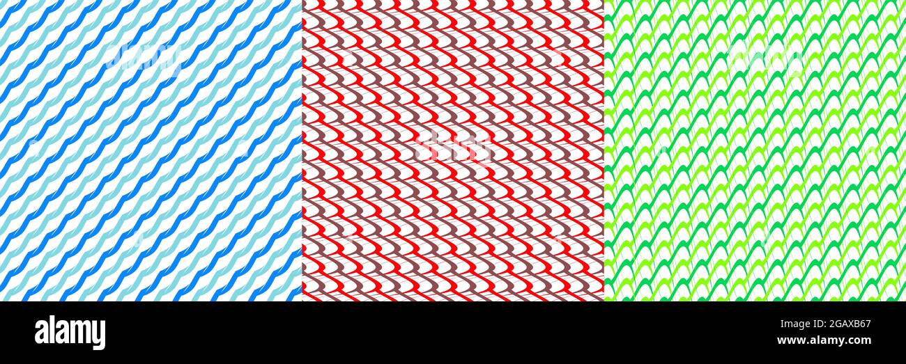 Set of 3 seamlessly repeatable, repetitive geometric pattern ...