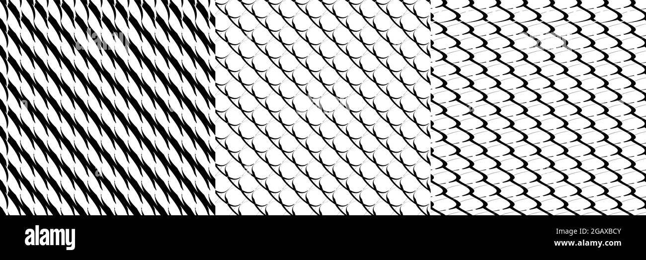 Set of 3 seamlessly repeatable, repetitive geometric pattern ...