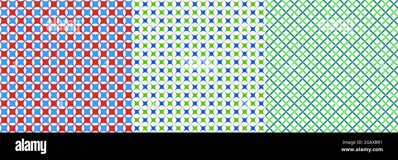 Set of 3 seamlessly repeatable, repetitive geometric pattern ...