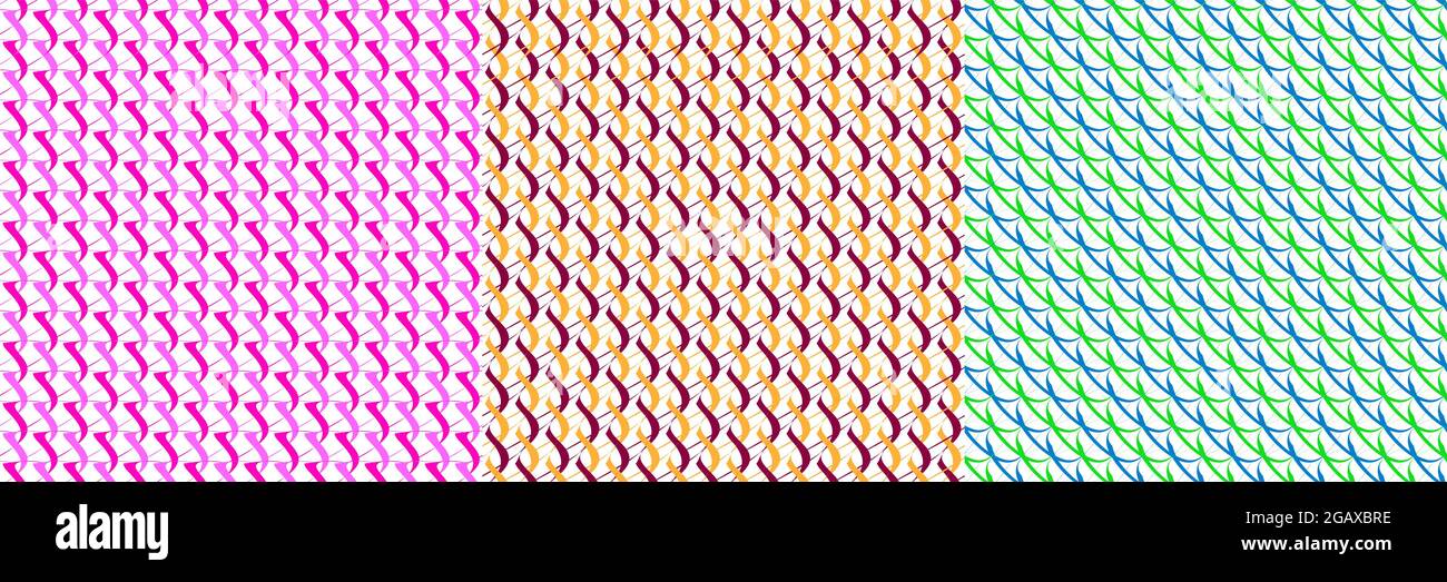 Set of 3 seamlessly repeatable, repetitive geometric pattern ...