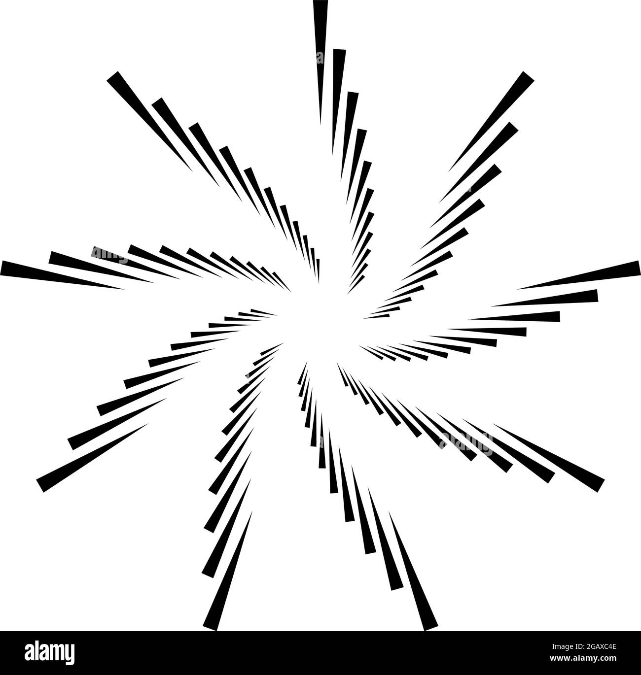 Radial, concentric, circular triangles shape, design element, icon ...