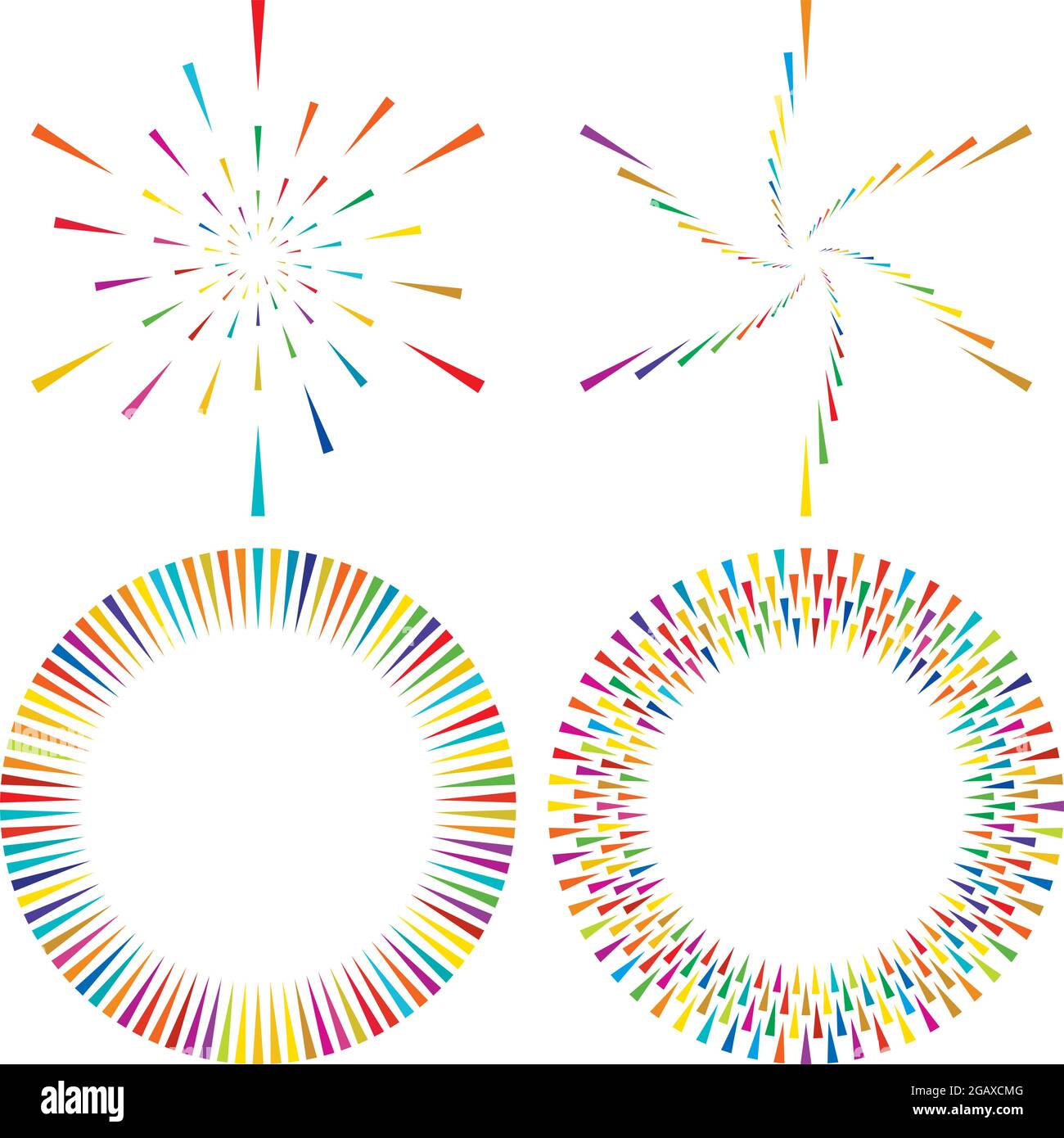 Radial, concentric, circular triangles shape, design element, icon ...