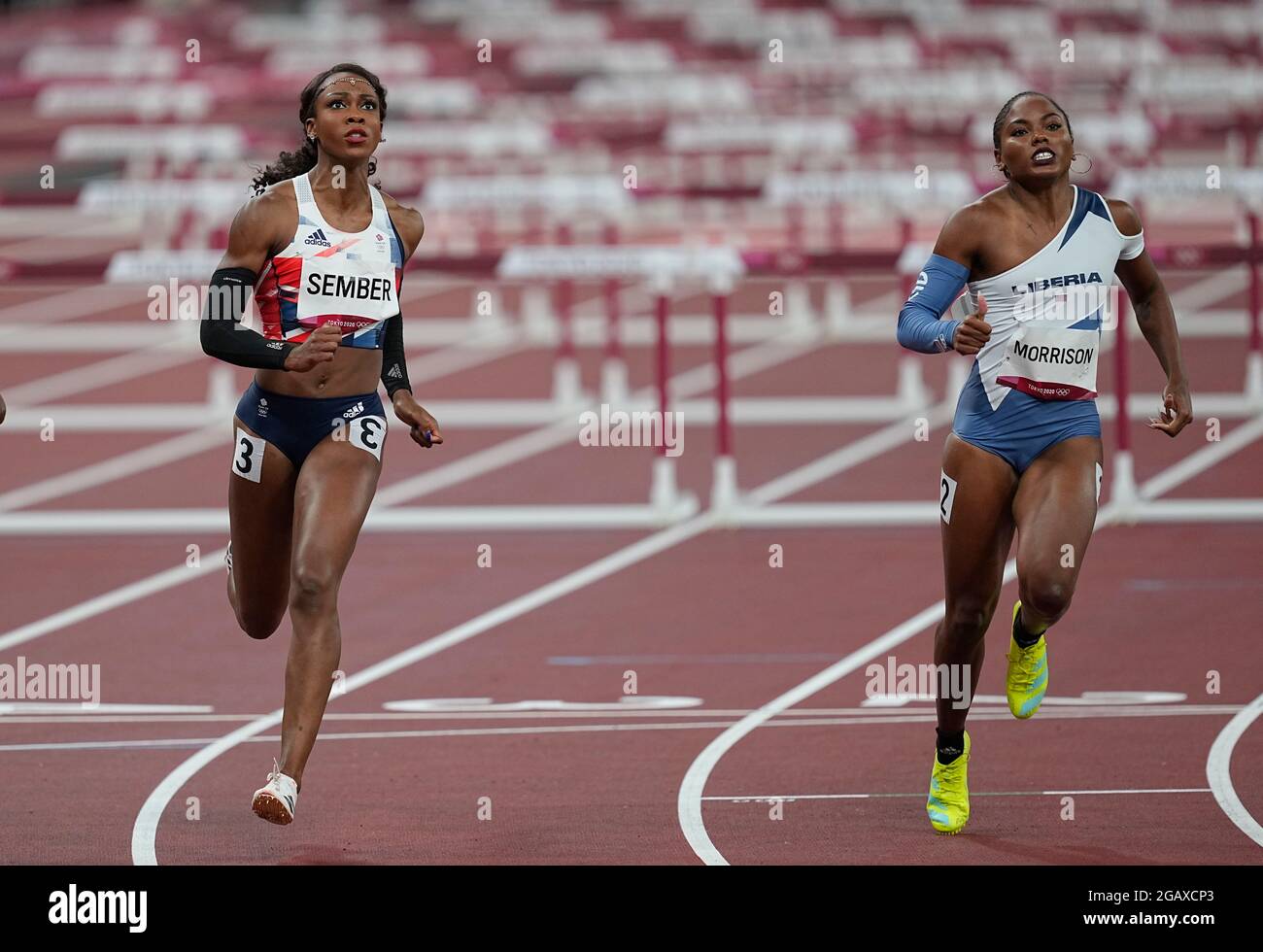 August 1, 2021: Cindy Sember during 100 meter hurdles for women at the ...