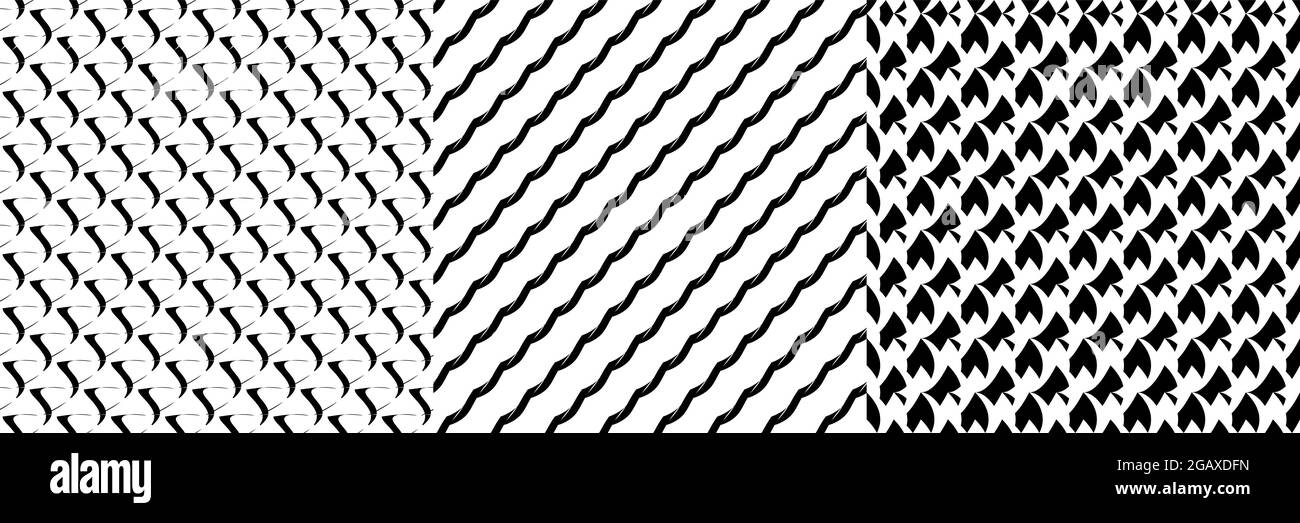 Set of 3 seamlessly repeatable, repetitive geometric pattern ...