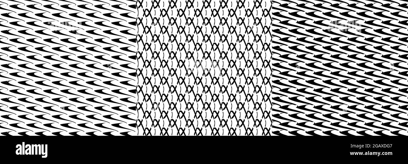 Set of 3 seamlessly repeatable, repetitive geometric pattern ...