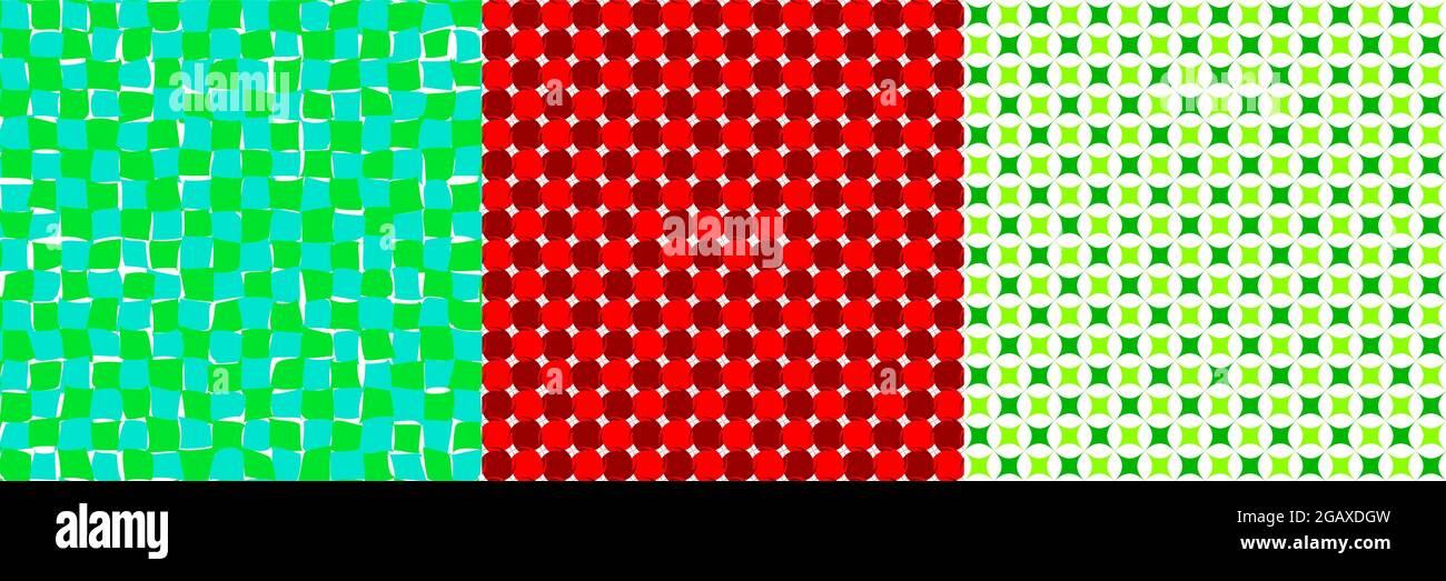 Set of 3 seamlessly repeatable, repetitive geometric pattern ...