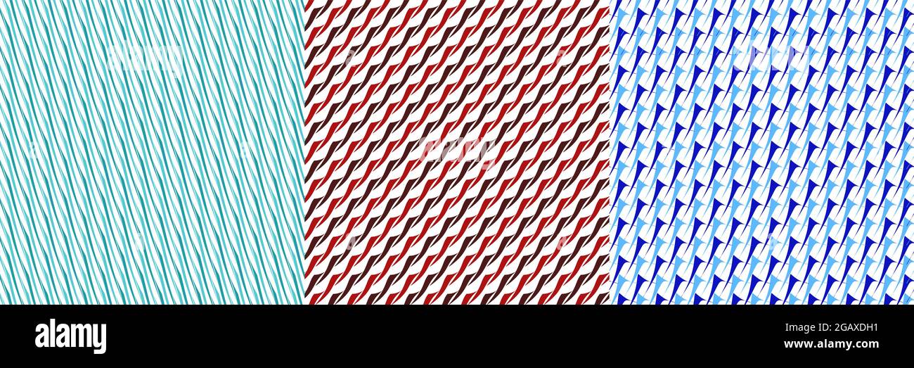 Set of 3 seamlessly repeatable, repetitive geometric pattern ...