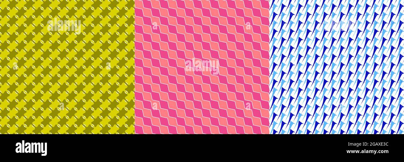 Set of 3 seamlessly repeatable, repetitive geometric pattern ...