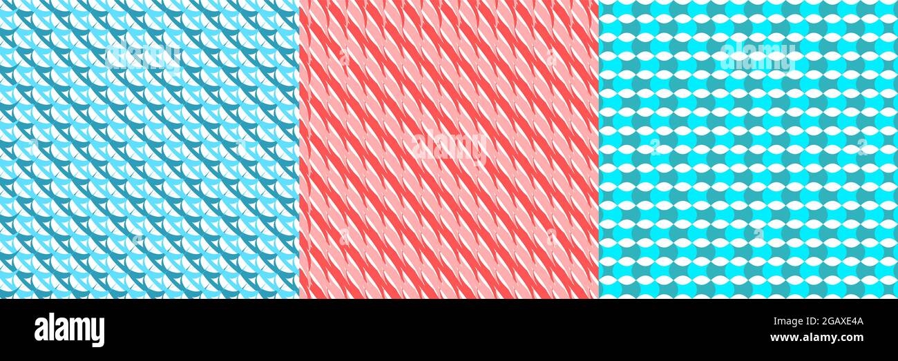 Set of 3 seamlessly repeatable, repetitive geometric pattern ...