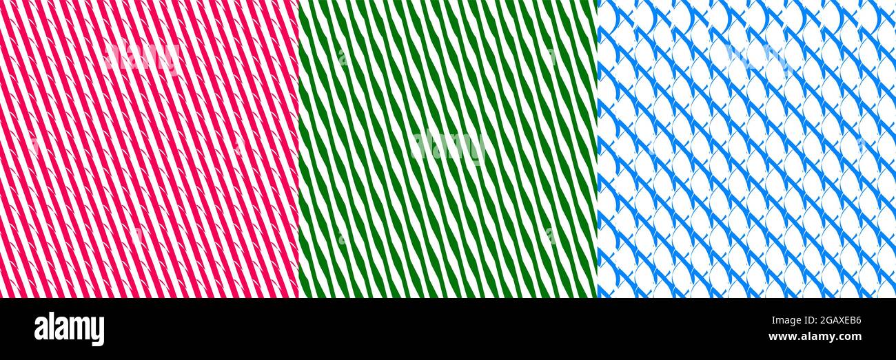 Set of 3 seamlessly repeatable, repetitive geometric pattern ...