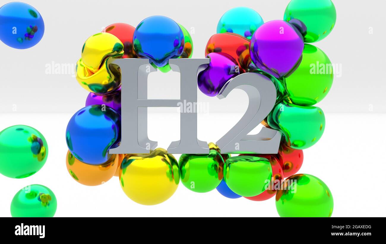 Text H2 soft body ball hydrogen renewable 3d render Stock Photo - Alamy