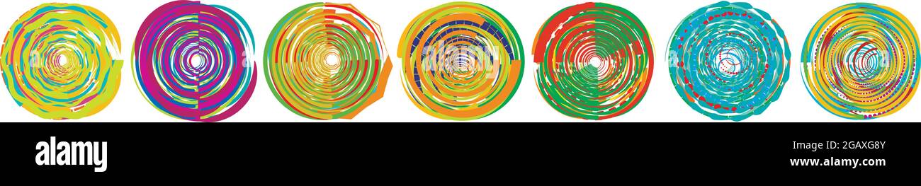 Spiral, swirl, twirl, vortex icon, shape. Concentric circles, rings ...