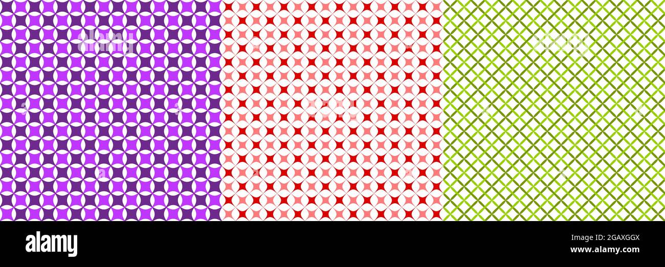 Set of 3 seamlessly repeatable, repetitive geometric pattern ...