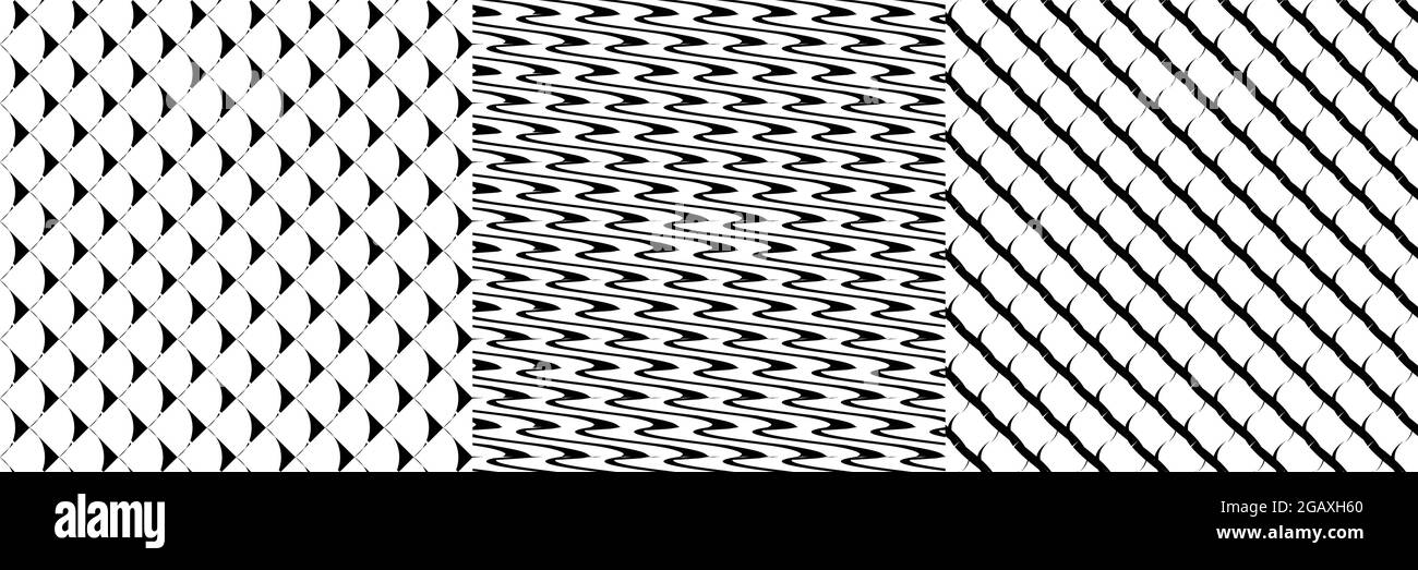 Set of 3 seamlessly repeatable, repetitive geometric pattern ...