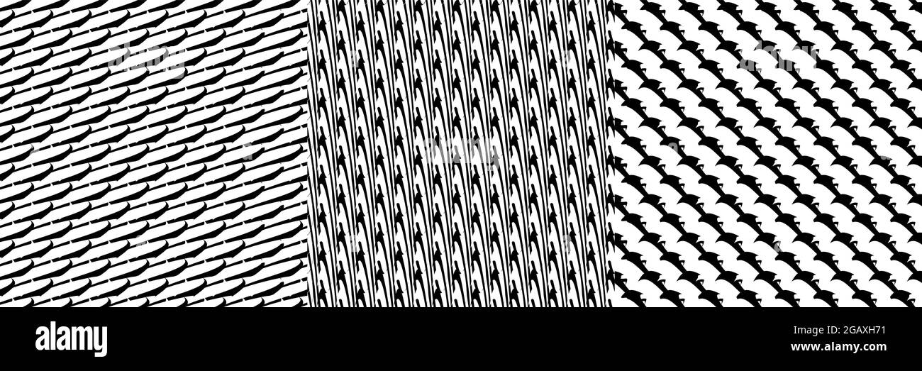 Set of 3 seamlessly repeatable, repetitive geometric pattern ...