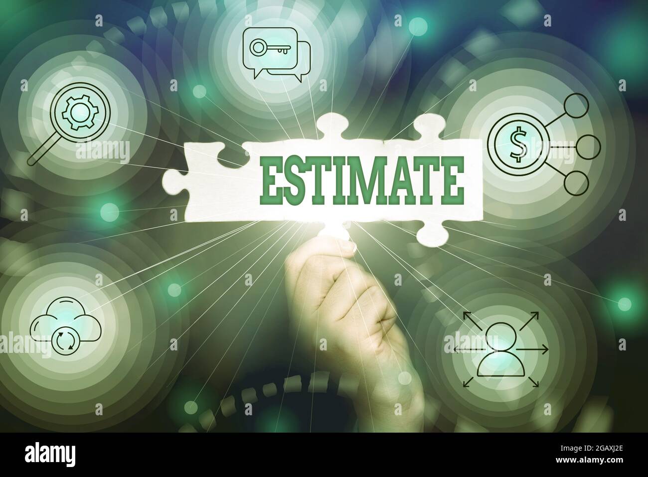 Handwriting text Estimate. Word Written on calculate or assess ...