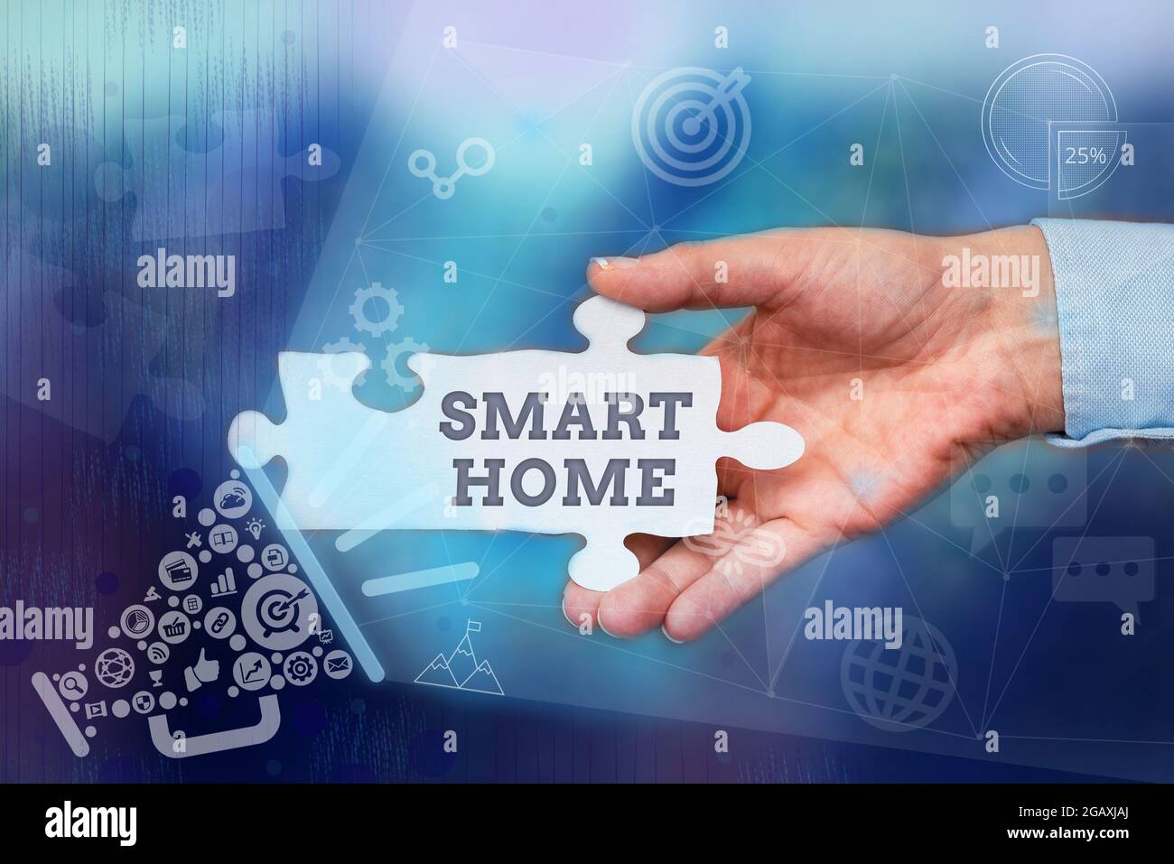 Hand writing sign Smart Home. Conceptual photo equipped home can be ...