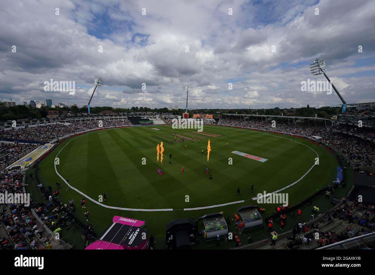 Birmingham Phoenix team come out to bat during The Hundred match at ...