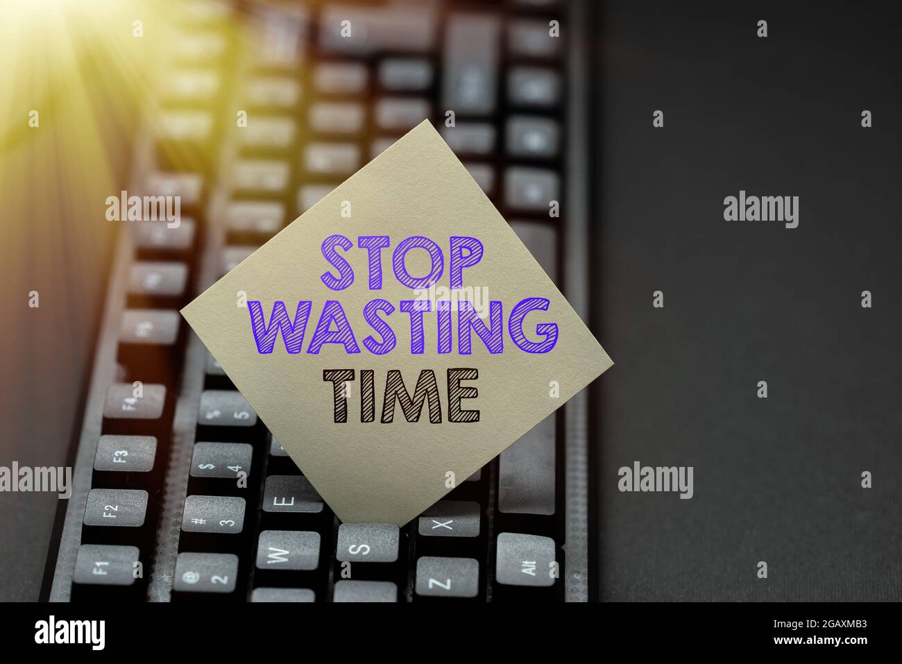 Text showing inspiration Stop Wasting Time. Business showcase ...