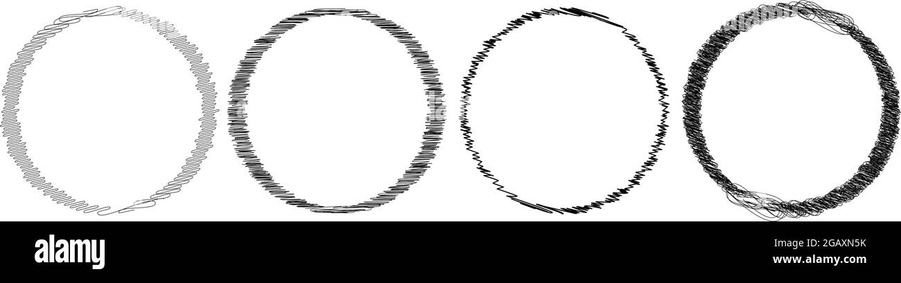 Scribble, sketchy doodle circles with hand drawn, drawing effect ...