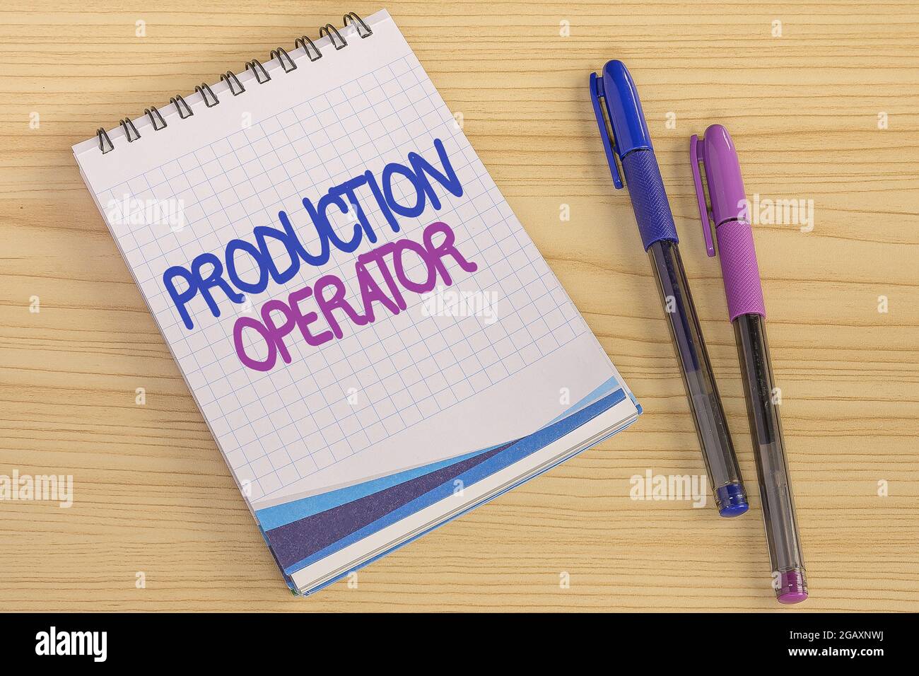 Hand writing sign Production Operator, Business idea control equipment ...