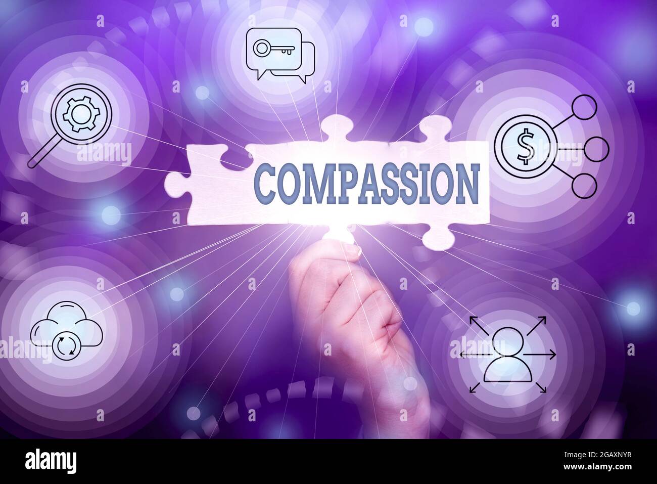 Text caption presenting Compassion. Word for empathy and concern for ...
