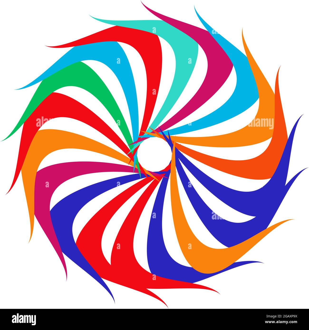 Circular, radial icon, motif, mandala shape. Swirl, twirl, helix ...
