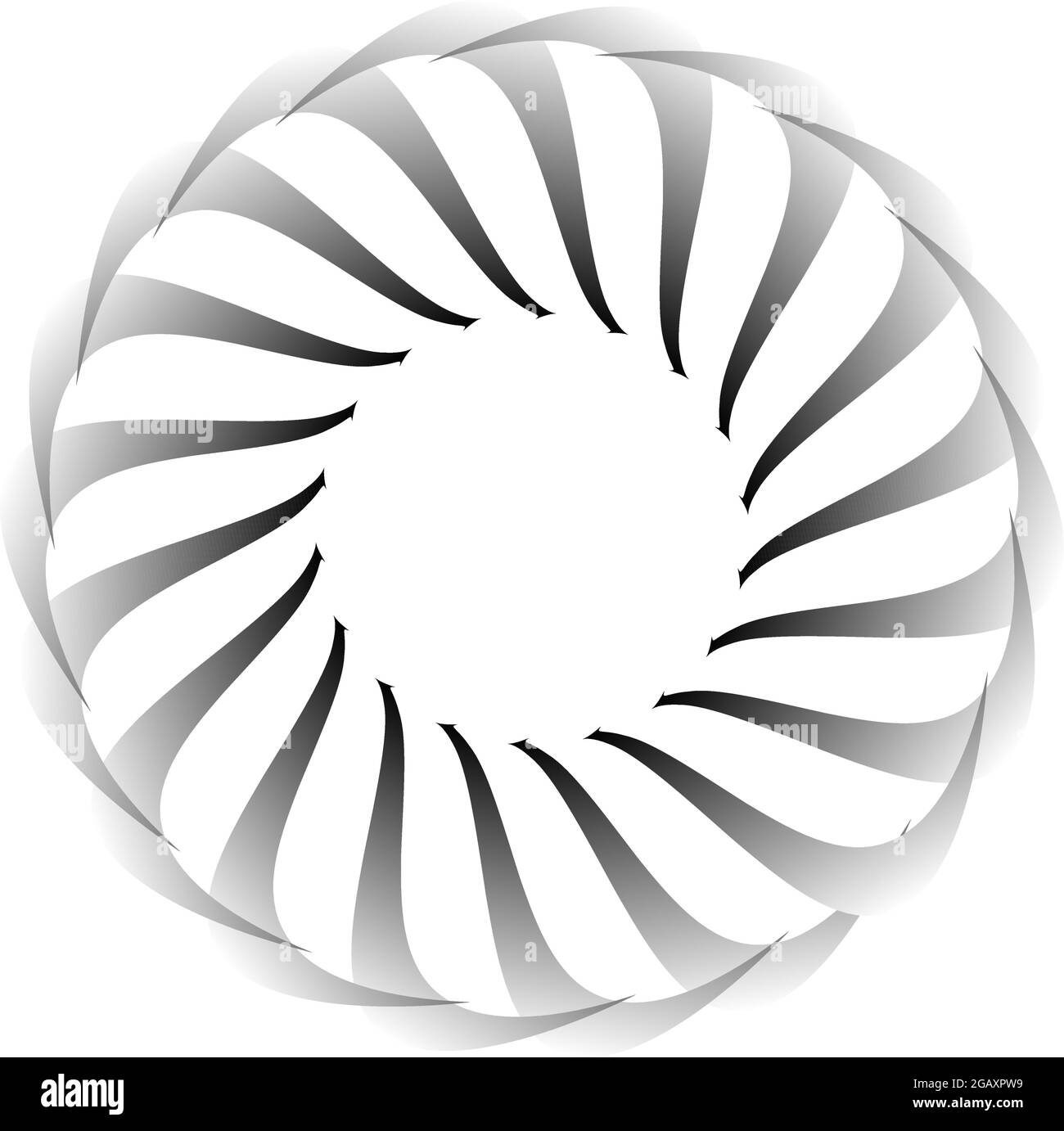 Circular, radial icon, motif, mandala shape. Swirl, twirl, helix ...
