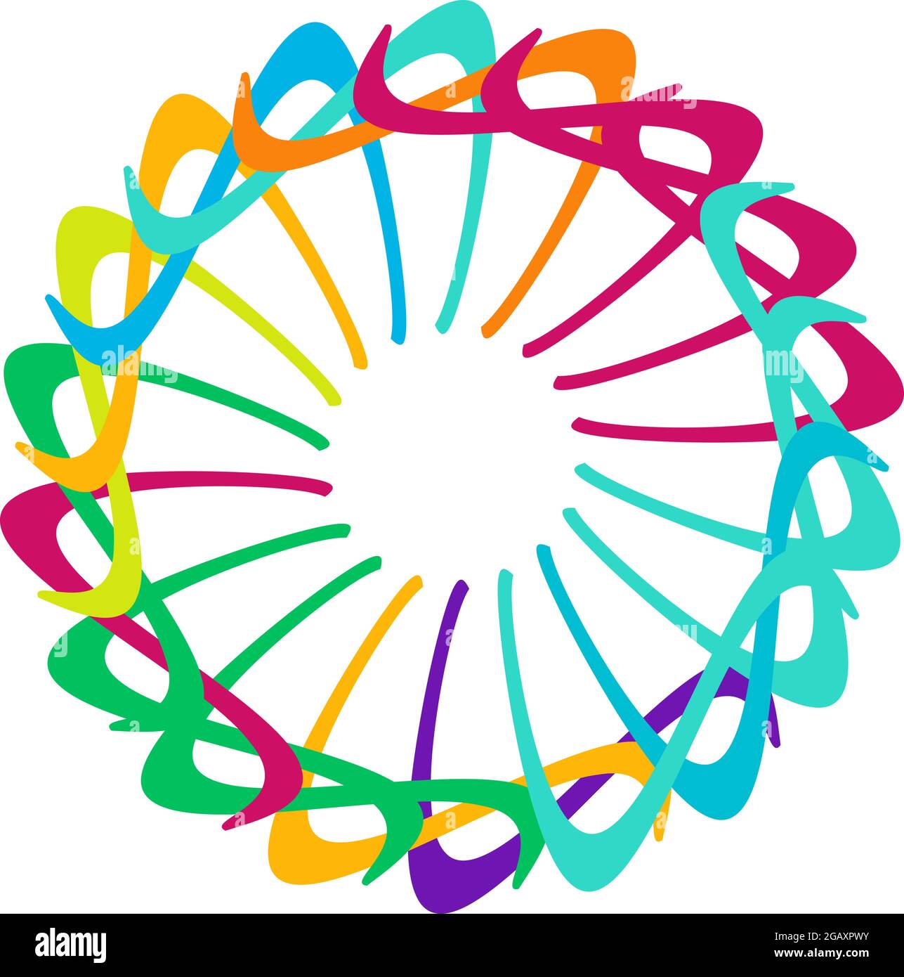 Circular, radial icon, motif, mandala shape. Swirl, twirl, helix ...