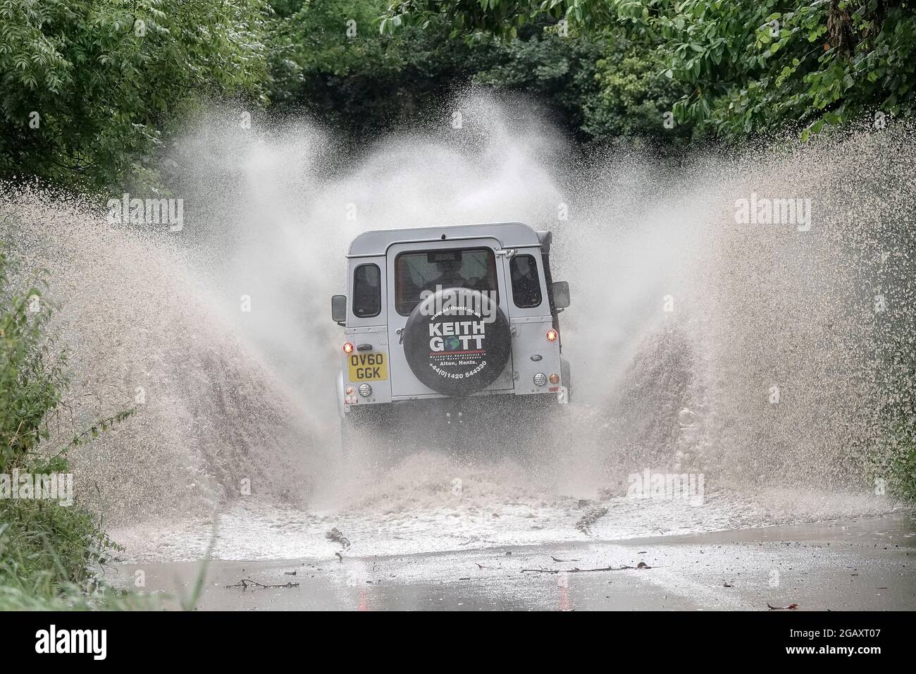 Tuesley Lane, Godalming. 01st August 2021. Torrential rainfall across ...