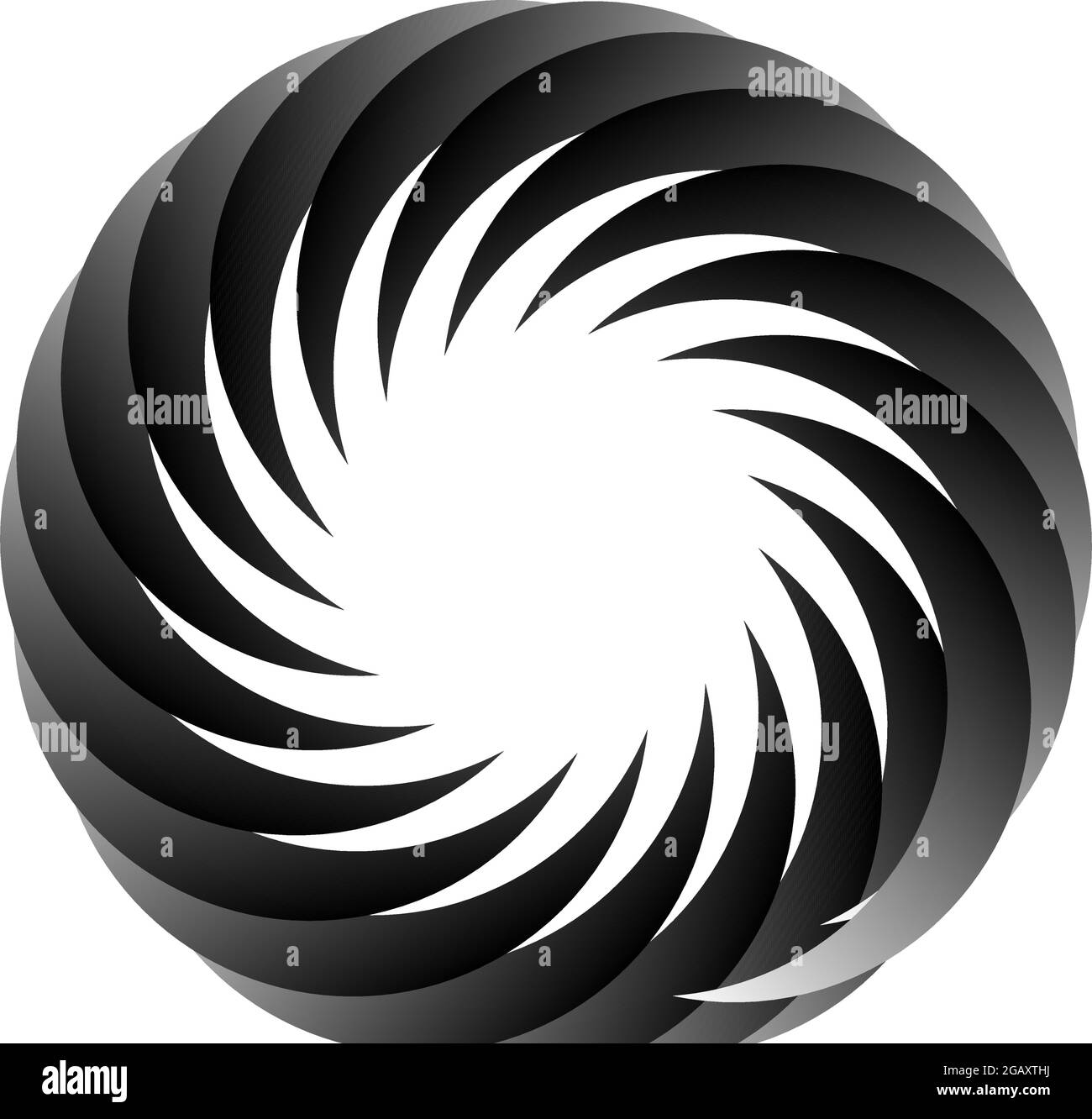 Circular, radial icon, motif, mandala shape. Swirl, twirl, helix ...