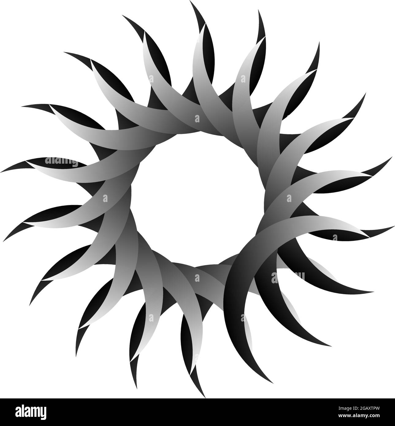 Circular, radial icon, motif, mandala shape. Swirl, twirl, helix ...