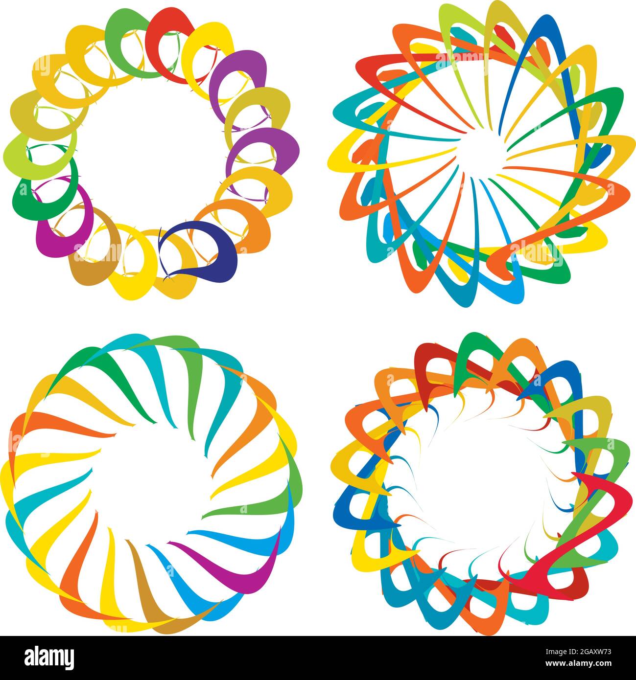 Circular, radial icon, motif, mandala shape. Swirl, twirl, helix ...