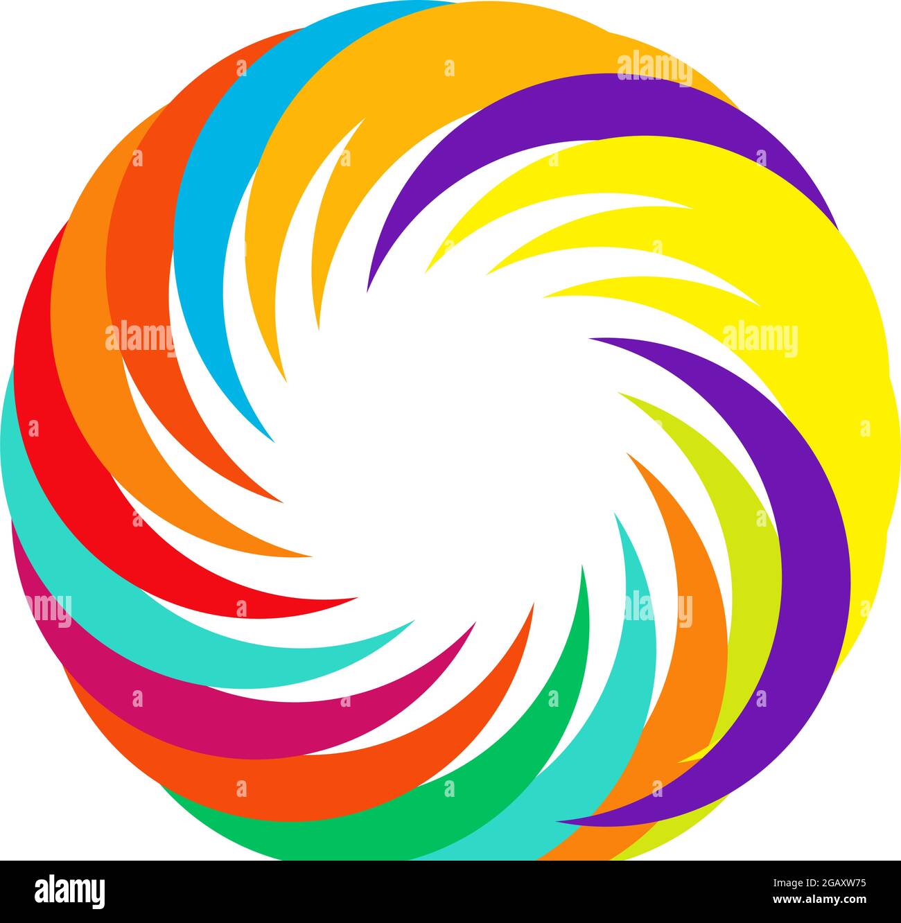 Circular, radial icon, motif, mandala shape. Swirl, twirl, helix ...