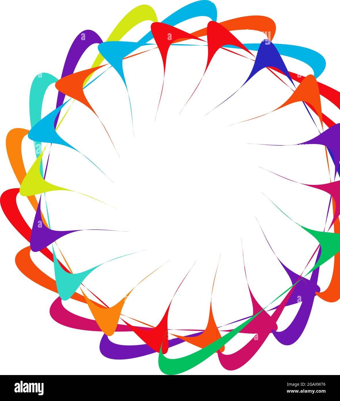 Circular, radial icon, motif, mandala shape. Swirl, twirl, helix ...