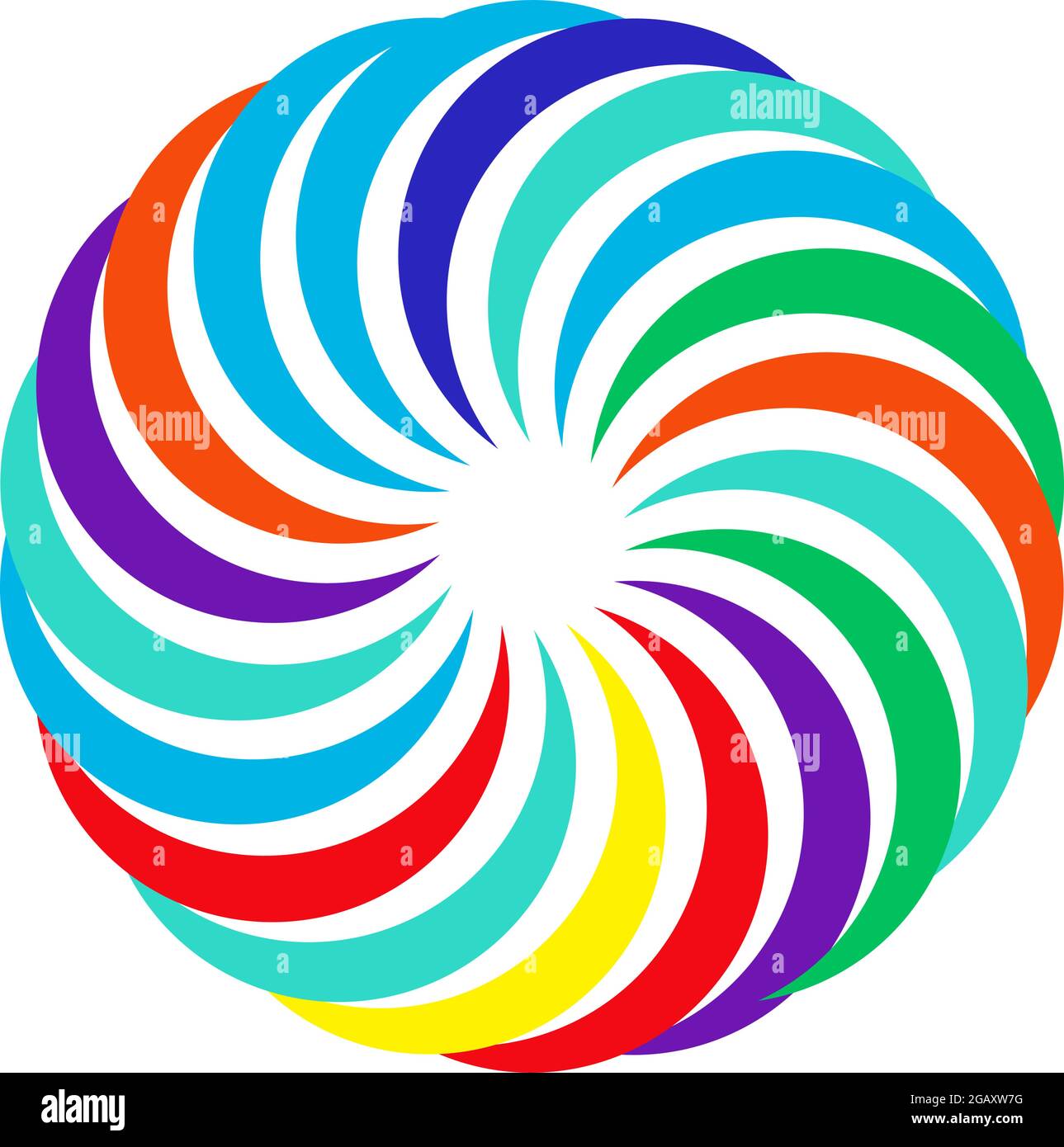Circular, radial icon, motif, mandala shape. Swirl, twirl, helix ...
