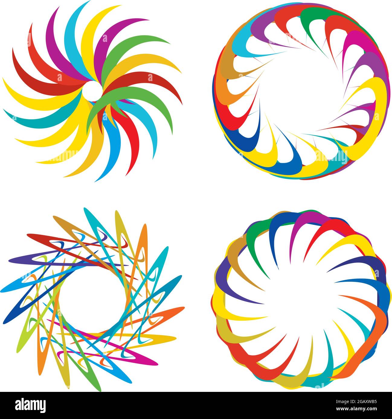 Circular, radial icon, motif, mandala shape. Swirl, twirl, helix ...