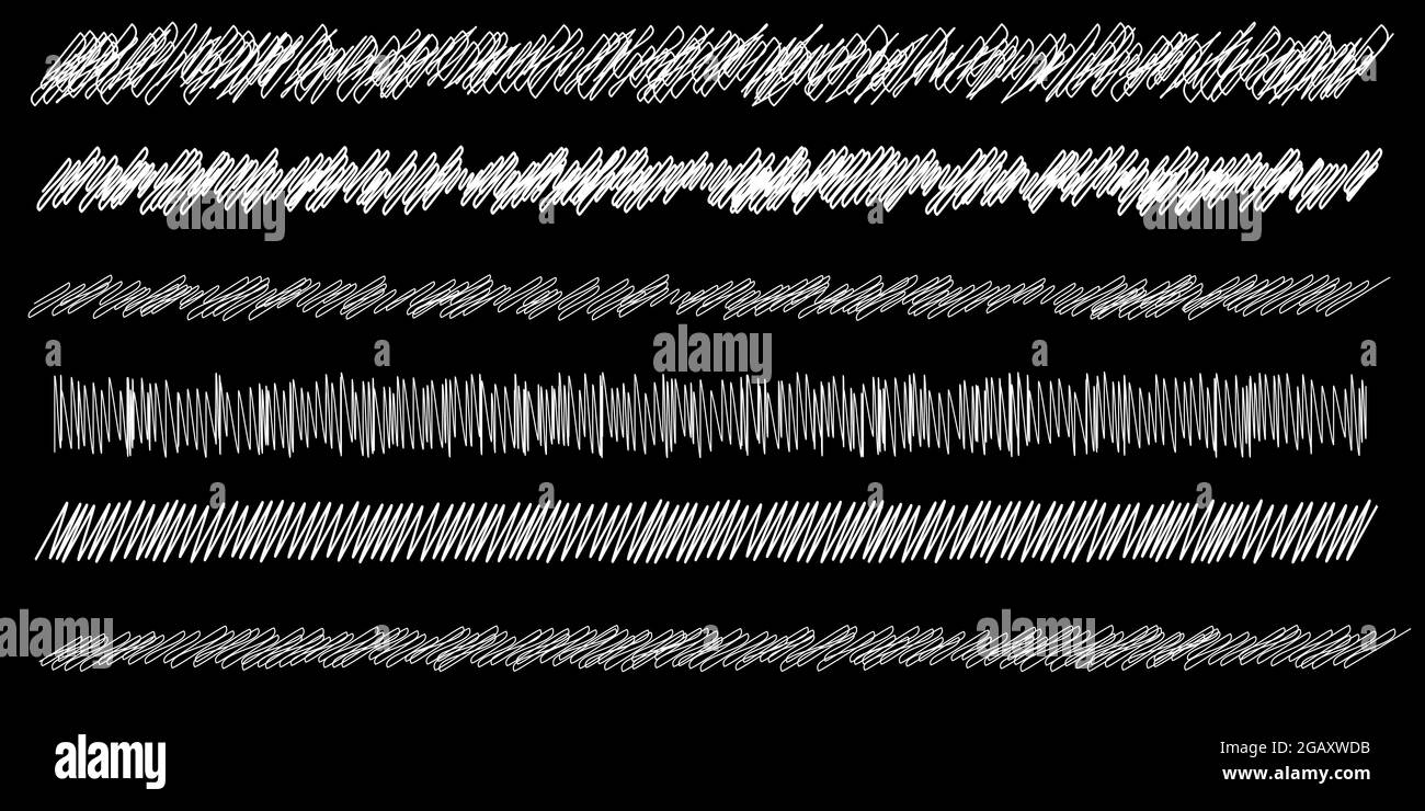 Scribble, sketch, sketchy doodle horizontal line dividers. Wavy, waving ...